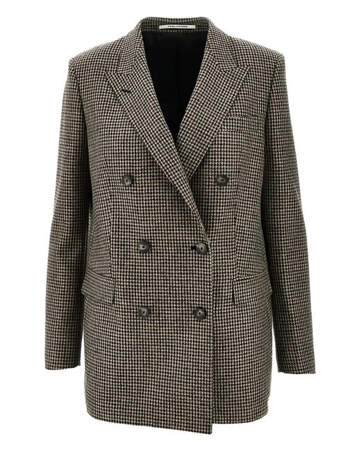Tagliatore Check-Pattern Double-Breasted Jacket in Grey | Lyst UK