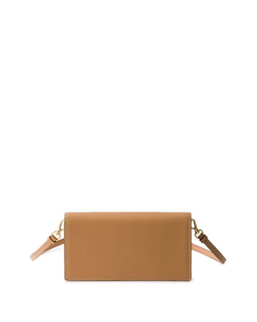 Prada Triangle-Logo Leather Mini Bag in Brown | Lyst