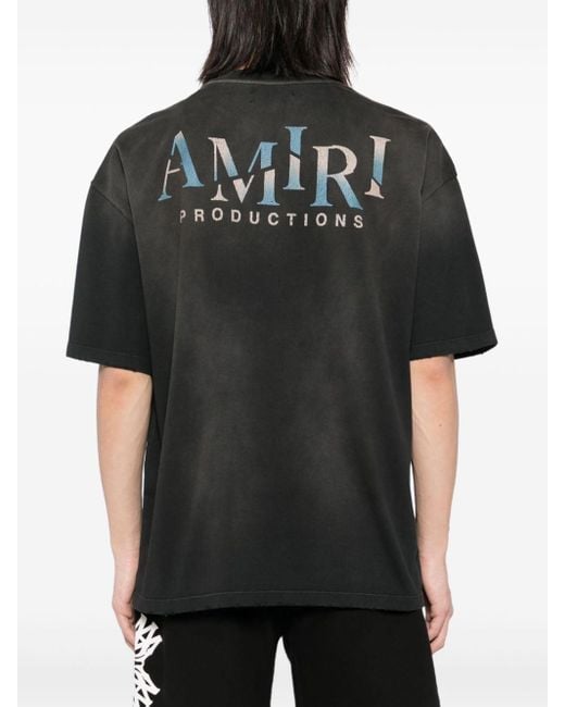 Amiri Oversized Distressed Theatre Masks Print T-Shirt in Black for Men ...
