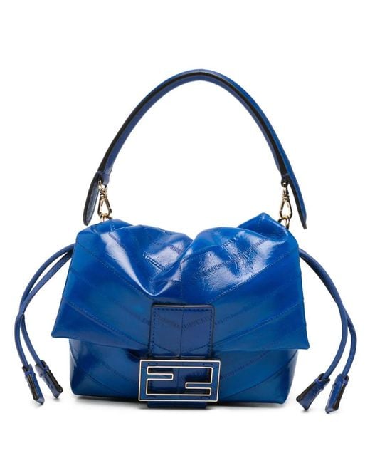 Fendi Small Mamma Baguette Ff-Logo Tote Bag in Blue | Lyst UK