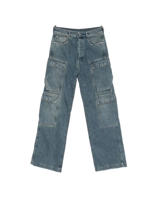 Rick Owens Distressed Cargo Jeans in Blue for Men | Lyst UK