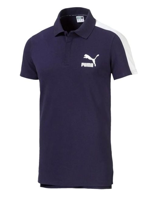 PUMA Iconic T7 Polo Shirt in Blue for Men | Lyst UK