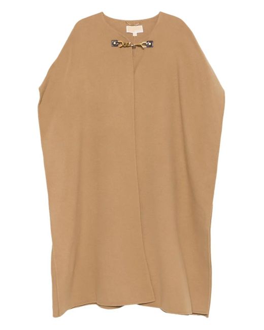 MICHAEL Michael Kors Chain Detail Coat in Natural | Lyst UK