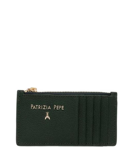 Patrizia Pepe Logo-Lettering Leather Card Holder in Black | Lyst UK