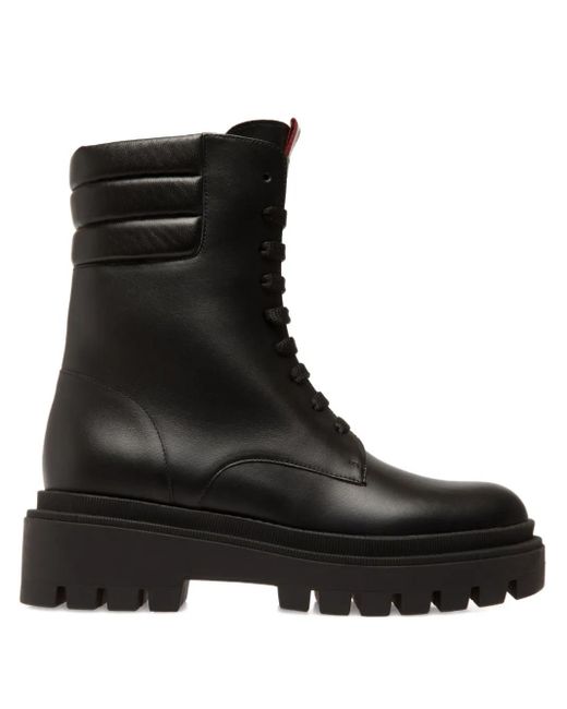 Bally Padded-Collar Lace-Up Boots in Black | Lyst