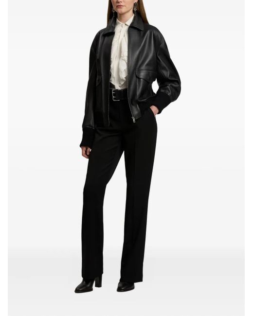 Ralph Lauren Zip-Front Leather Jacket in Black | Lyst