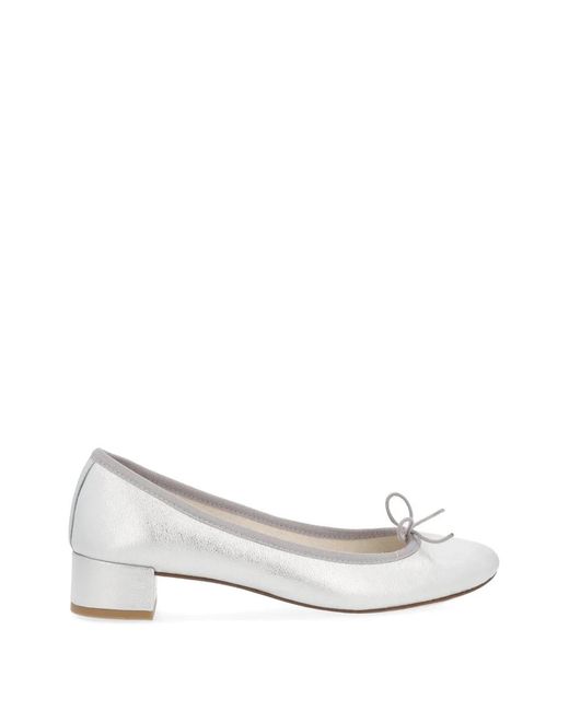 Repetto Camille Metallic Ballet Pumps in White | Lyst