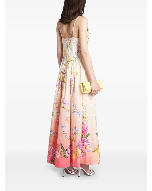 Hemant & Nandita Floral-Print Flared Maxi Dress in White | Lyst UK