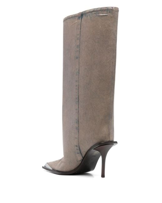 DIESEL Denim Coated Stiletto Ankle Boots in Natural | Lyst
