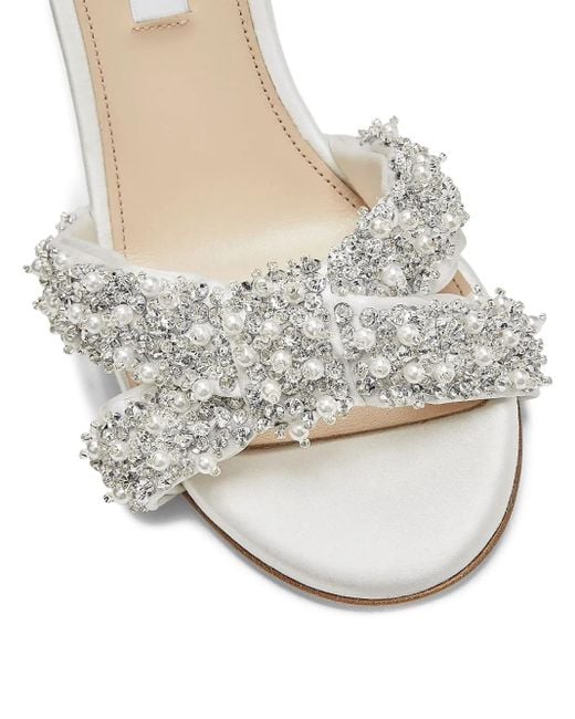 Aquazzura 105Mm Melodie Crystal-Embellished Sandals in White | Lyst