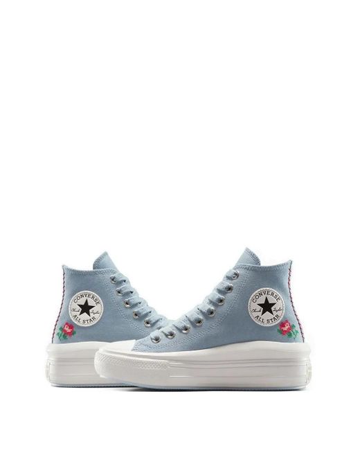 Converse Run Star Motion Embroidered Platform Sneakers in Blue | Lyst
