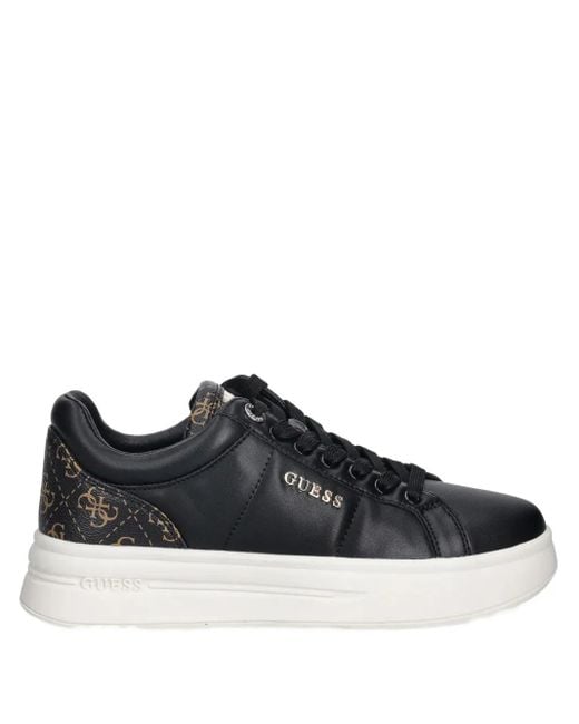 Guess Welli Leather Sneakers in Black | Lyst UK