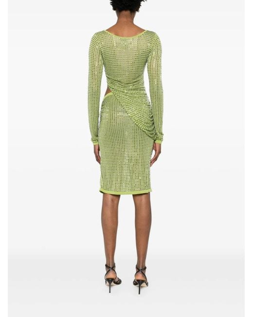 Christopher Esber Cirrus Hotfix Cut-Away Midi Dress in Green | Lyst