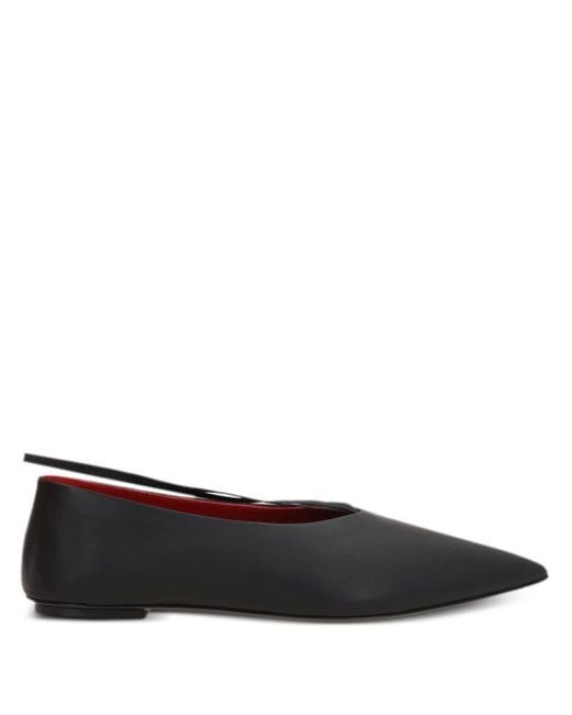 Plan C Leather Ballerina Shoes in Black | Lyst