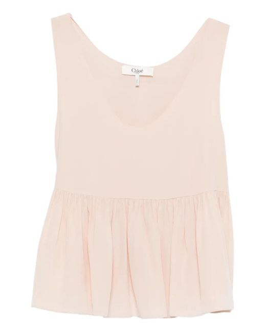 Chloé Peplum-Hem Top in Pink | Lyst UK