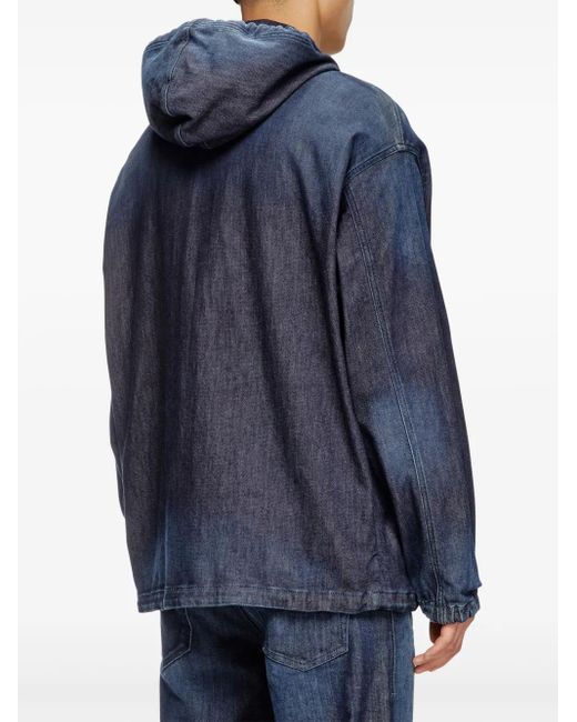 DIESEL Hooded Denim Jacket in Blue for Men | Lyst