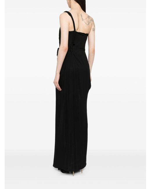 Jonathan Simkhai Ring-Embellished Draped Gown Dress in Black | Lyst