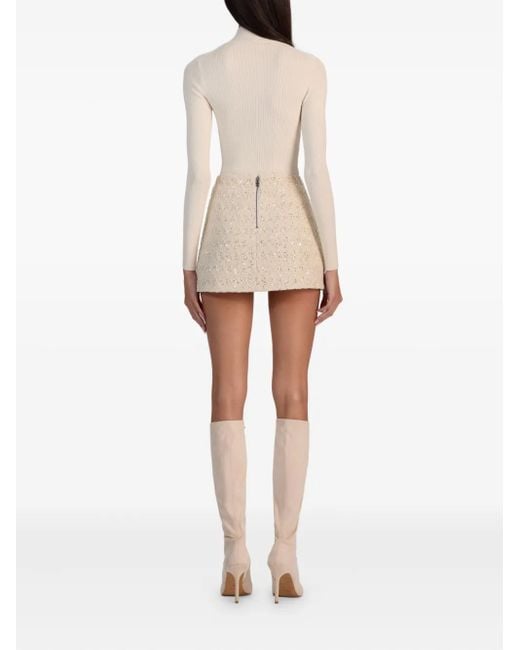 Alice + Olivia Rubi Sequin Mini Skirt in Natural | Lyst UK