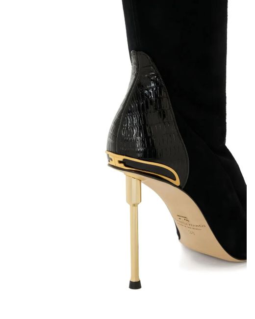 Elisabetta Franchi Tapered Toel Leather Boots in Black | Lyst