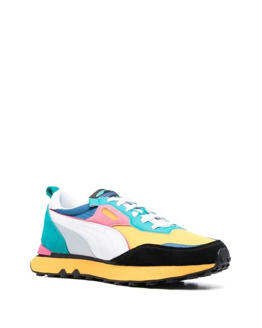 PUMA Rider Fv Colour-Block Sneakers in Blue | Lyst