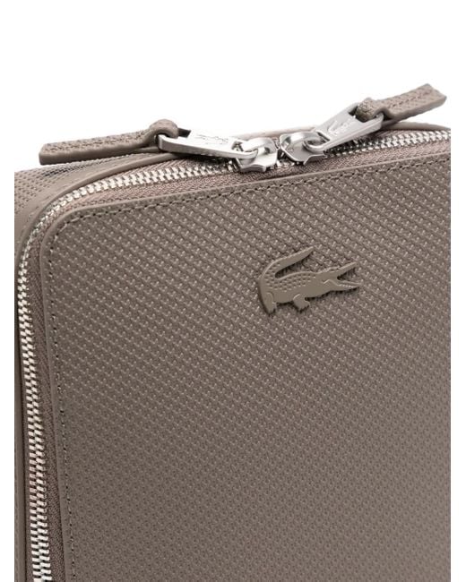 Lacoste Chantaco Piqué Leather Messenger Bag in Grey for Men | Lyst UK