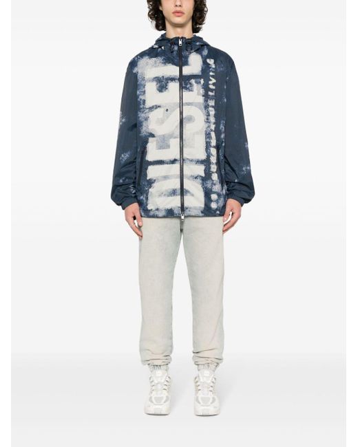 DIESEL J-Warrett Watercolour-Effect Jacket in Blue for Men | Lyst
