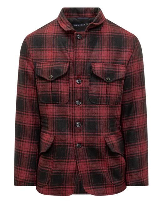 Ceccarelli Check Shirt Jacket in Red for Men | Lyst UK