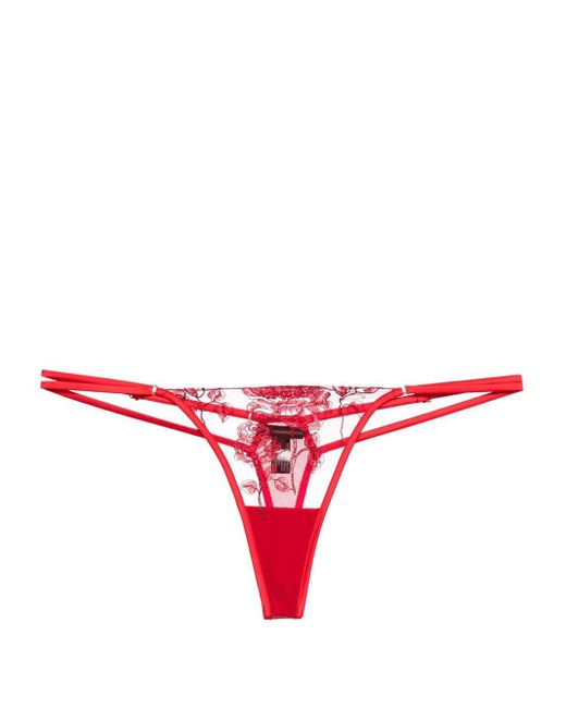 Kiki de Montparnasse Dominique Lace Thong in Red | Lyst