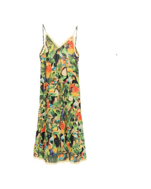 FARM Rio Bird Leaves Ruffled Maxi Dress in White | Lyst UK