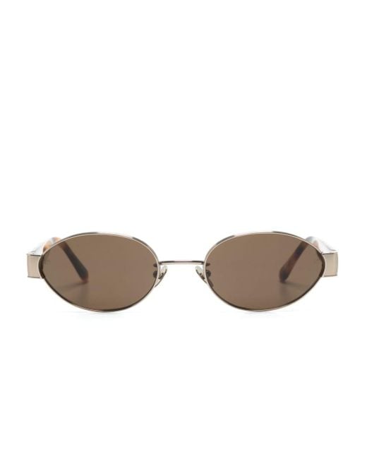 Linda Farrow Sadie Oval-Frame Sunglasses in Metallic | Lyst