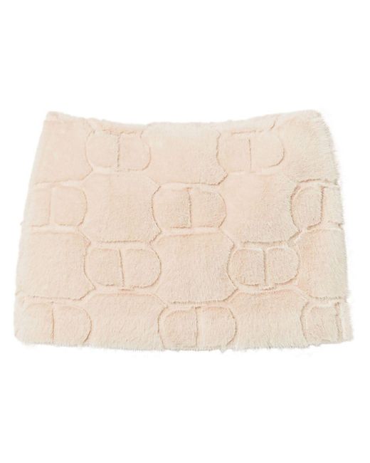 Twin Set Shearling Mini Skirt in Natural | Lyst