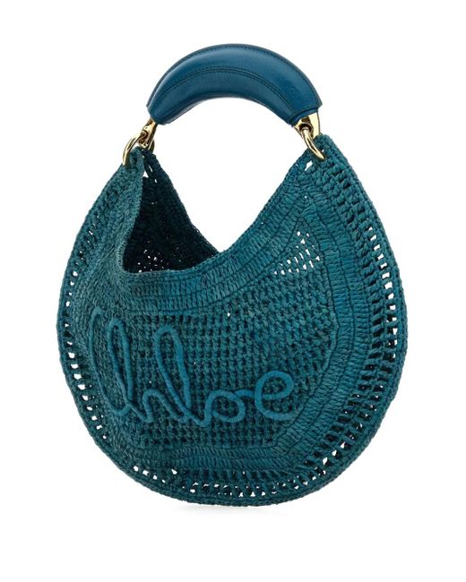 Chloé Logo-Embroidered Tote Bag in Blue | Lyst