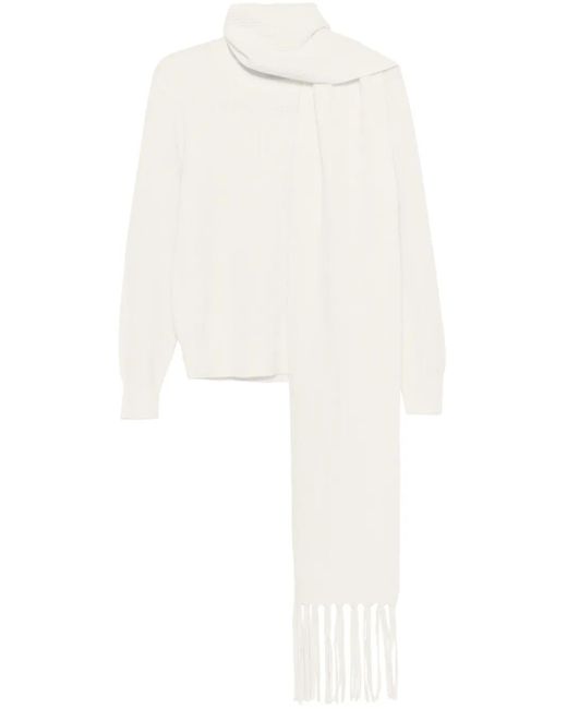 Sandro Detachable-Scarf Sweater in White | Lyst