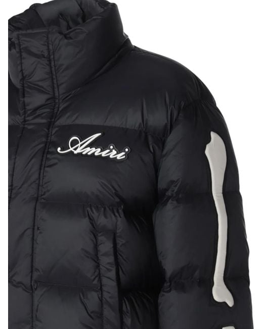 Amiri Bones Cropped Puffer Jacket in Black | Lyst