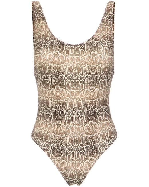 Amir Slama Snake Print Swimsuit in Natural | Lyst UK