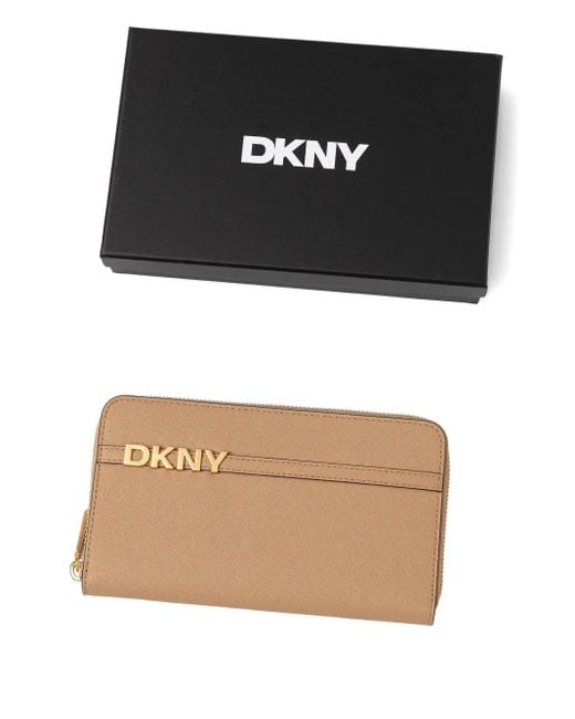 DKNY Logo-Lettering Zip-Around Wallet in Natural | Lyst UK