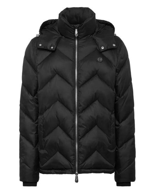 Philipp Plein Chevron-Quilted Puffer Jacket in Black for Men | Lyst UK