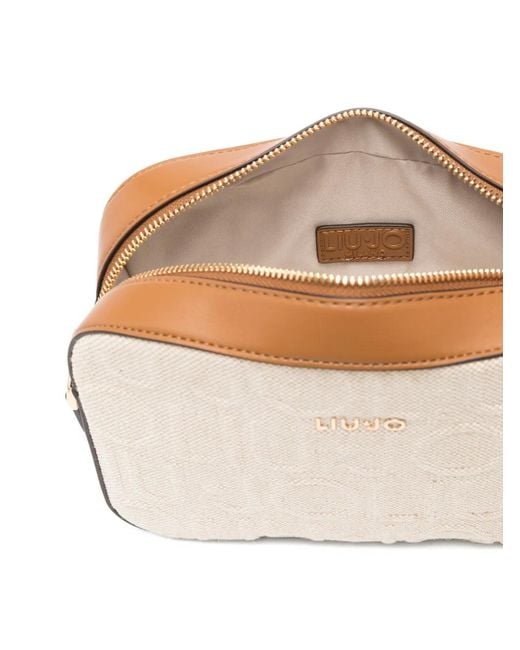 Liu Jo Medium Manhattan Logo-Embossed Cross-Body Bag in Natural | Lyst UK