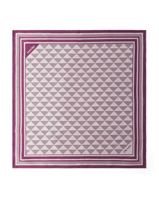 Prada Symbole-Pattern Silk Scarf in Purple | Lyst