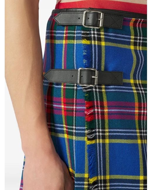 Jean Paul Gaultier Leather-Strap Midi Kilt in Blue | Lyst UK
