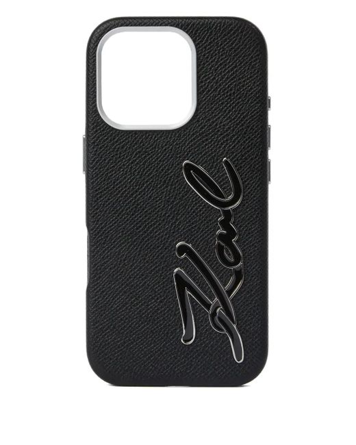 Karl Lagerfeld Signature-Logo Iphone 16 Pro Case in Black | Lyst UK