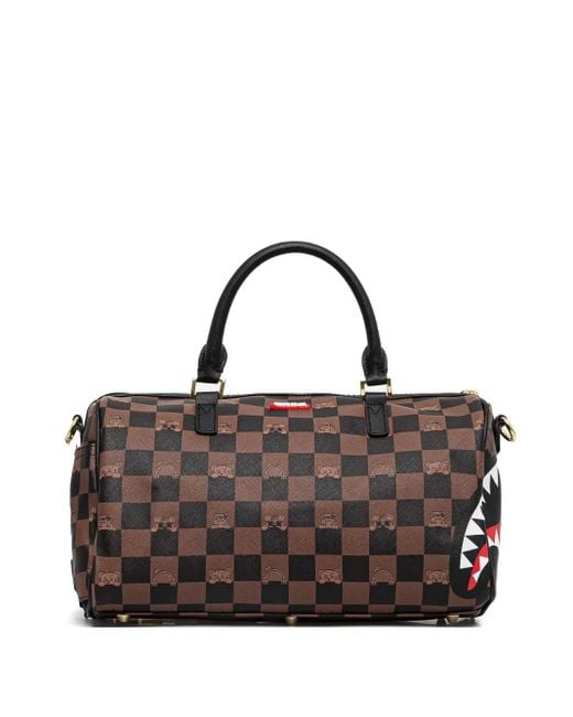 Sprayground Small Peeking Character Check-Pattern Duffle Bag in Black ...