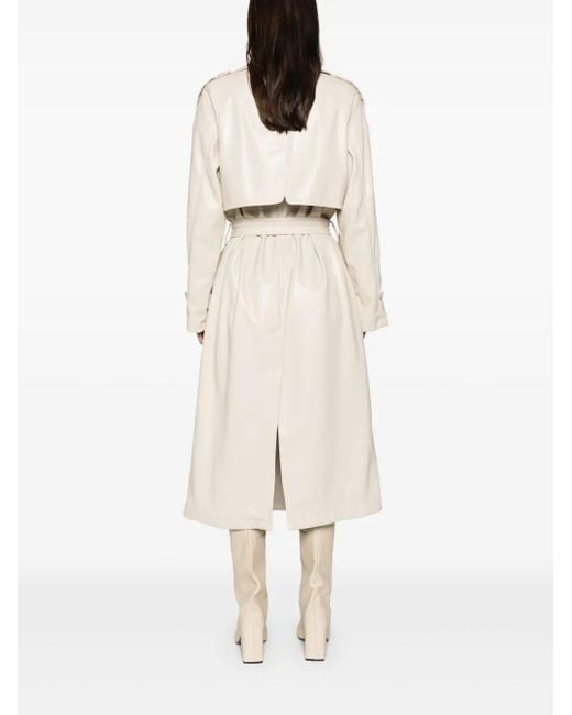 Urbancode Faux-Leather Trench Coat in Natural | Lyst UK