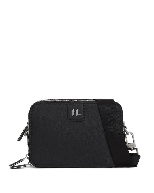 Karl Lagerfeld Monogram Leather Camera Bag in Black for Men | Lyst