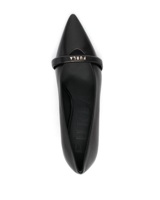 Furla Core 60Mm Logo-Lettering Leather Pumps in Black | Lyst UK