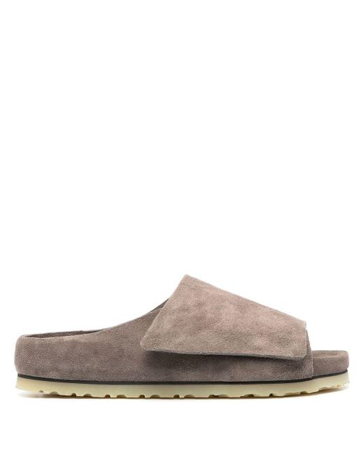 Fear Of God Folded Calf-suede Slippers in Gray for Men | Lyst