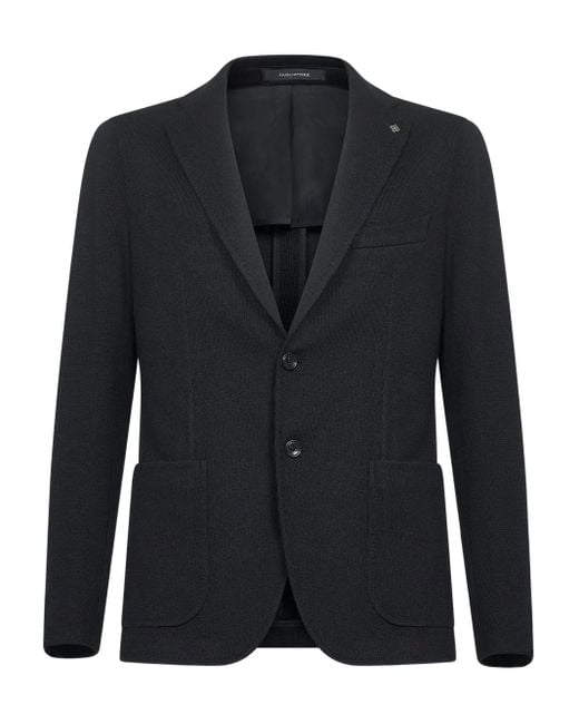 Tagliatore Log-Detail Single-Breasted Blazer in Black for Men | Lyst UK