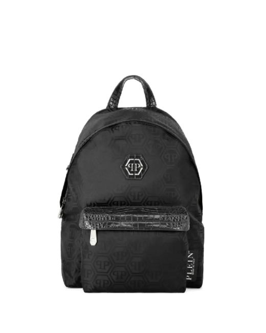 Philipp Plein Monogram Crocodile-Skin Backpack in Black for Men | Lyst UK