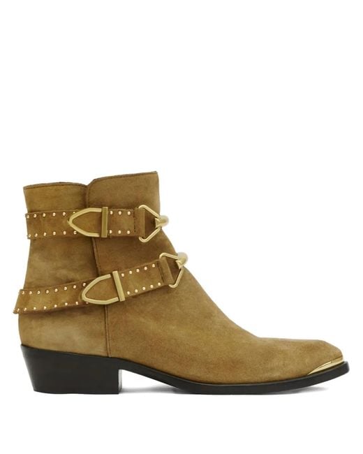 Isabel Marant Zalya Buckle Studded Boots in Brown | Lyst UK