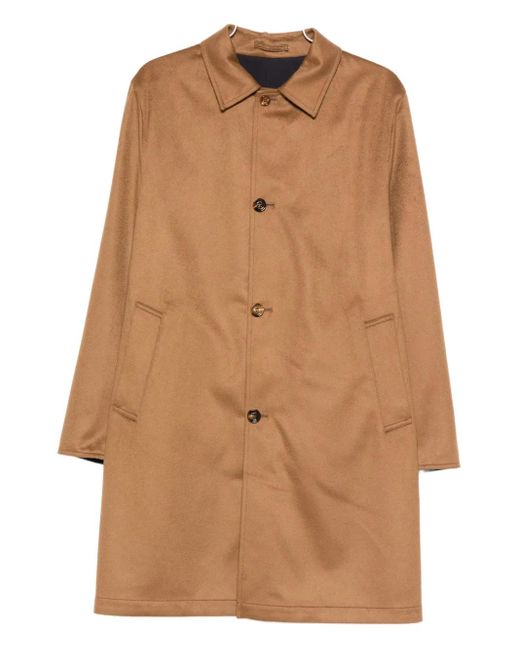 KIRED Button-Fastening Cashmere Reversible Coat in Brown for Men | Lyst UK